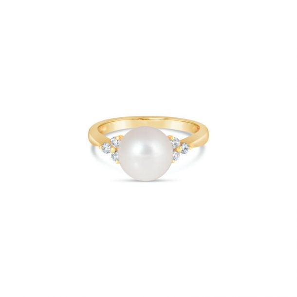 Anne Pearl & Diamond Ring | 14K Gold & Diamonds | Kajal Naina