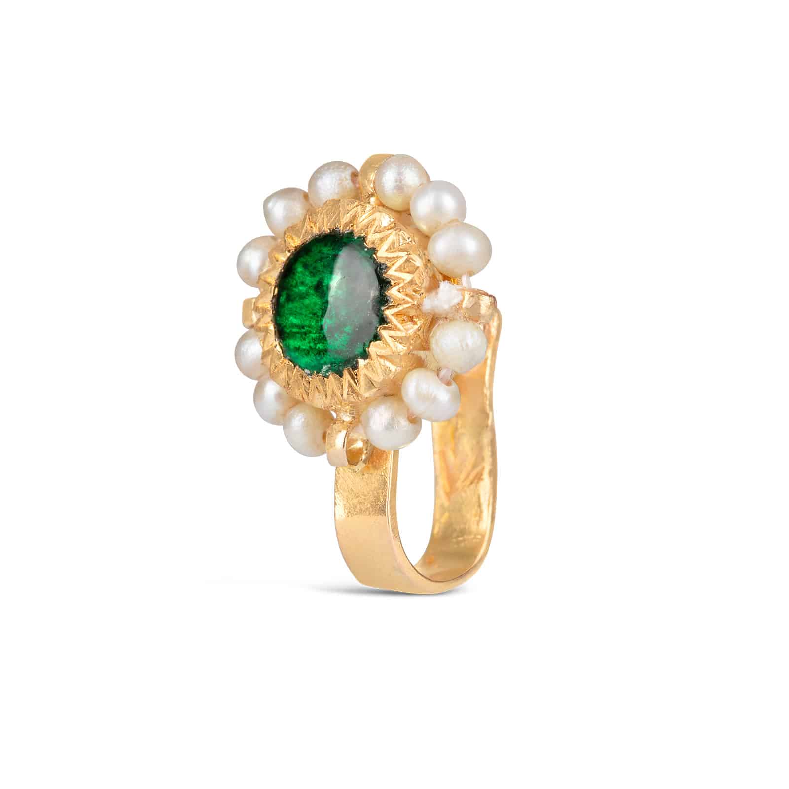 Aalia Green Nose Pin / Nath/ Fuli | 23K Gold | Kajal Naina