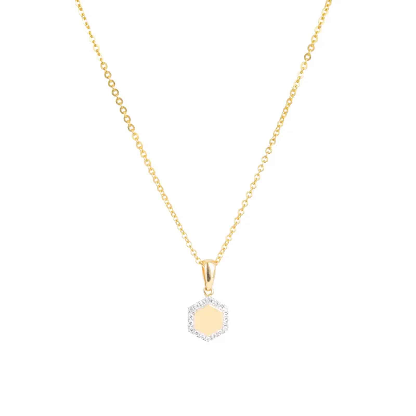 Buy 14K Gold | Diamond Hexa Necklace Online | Kajal Naina